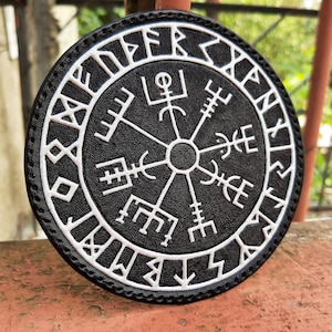 Leather Patch Compass of Vegvisir, Runic Compass, Norse Wheel, Celtic ...
