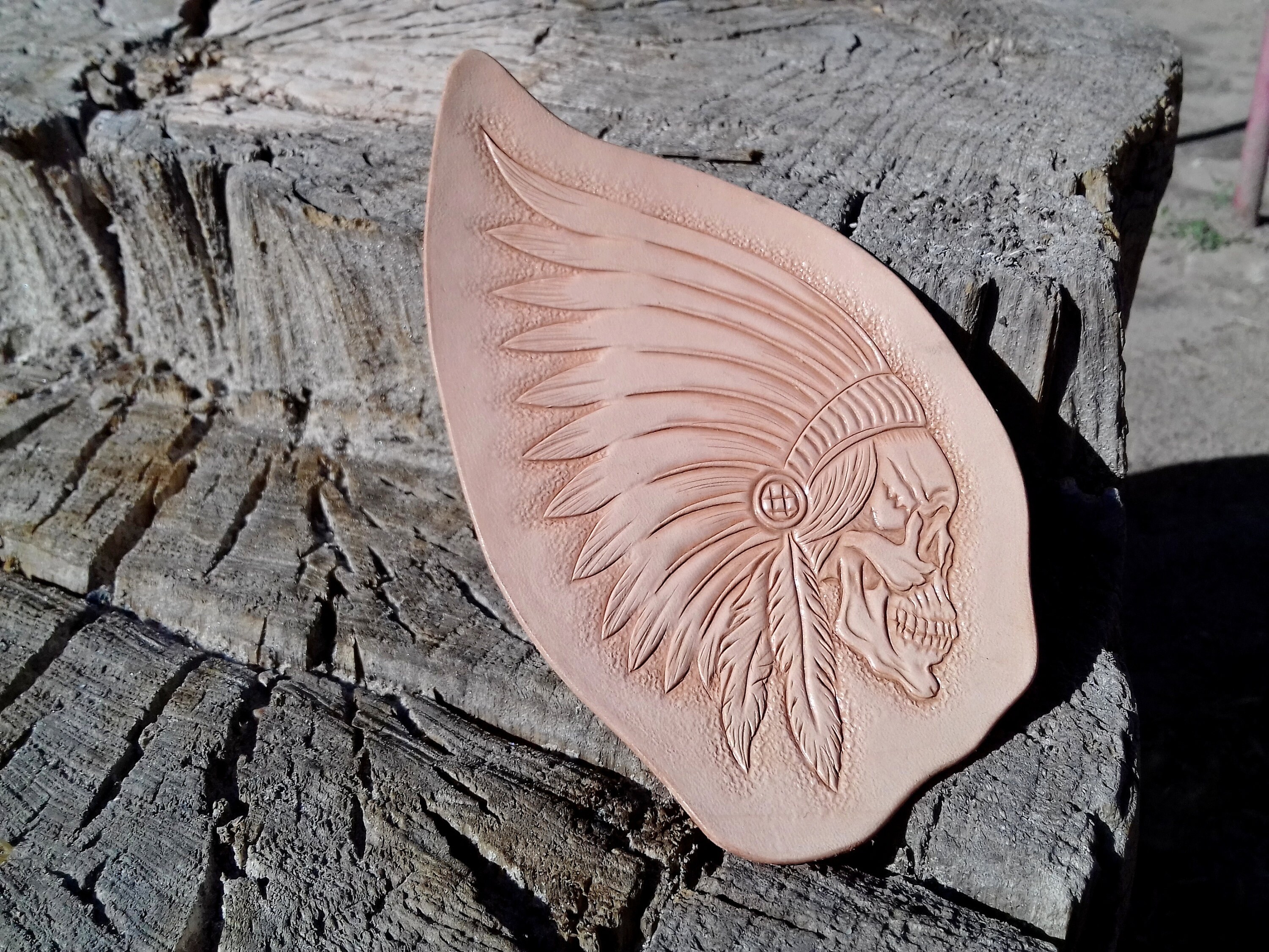 Feathered Indian Chief Skull Leather Patch Biker Patch Patch - Etsy