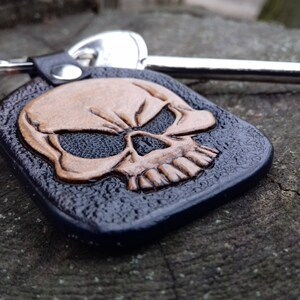 Skull Keychain, Skull Leather Keychain, Skull Key Fob, Custom Leather ...