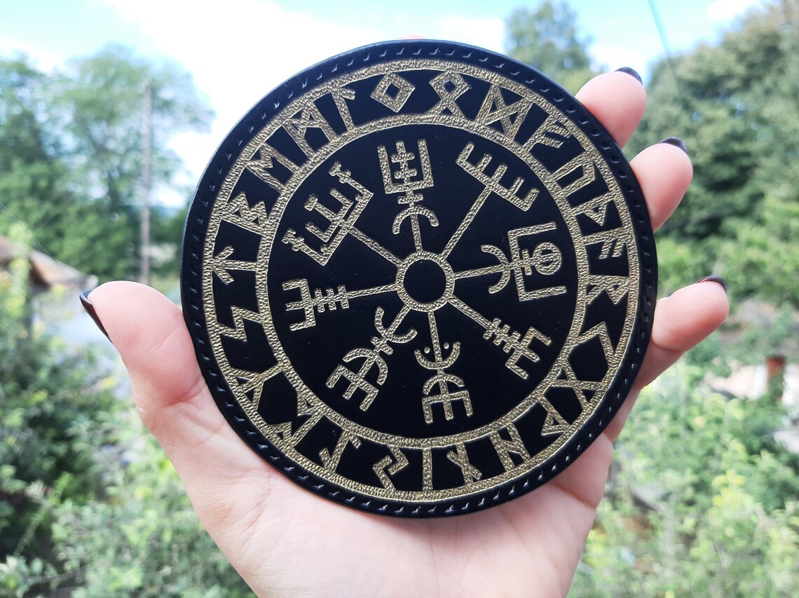 Leather Patch Compass of Vegvisir Runic Compass Norse Wheel - Etsy