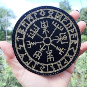 Leather Patch Compass of Vegvisir, Runic Compass, Norse Wheel, Celtic ...