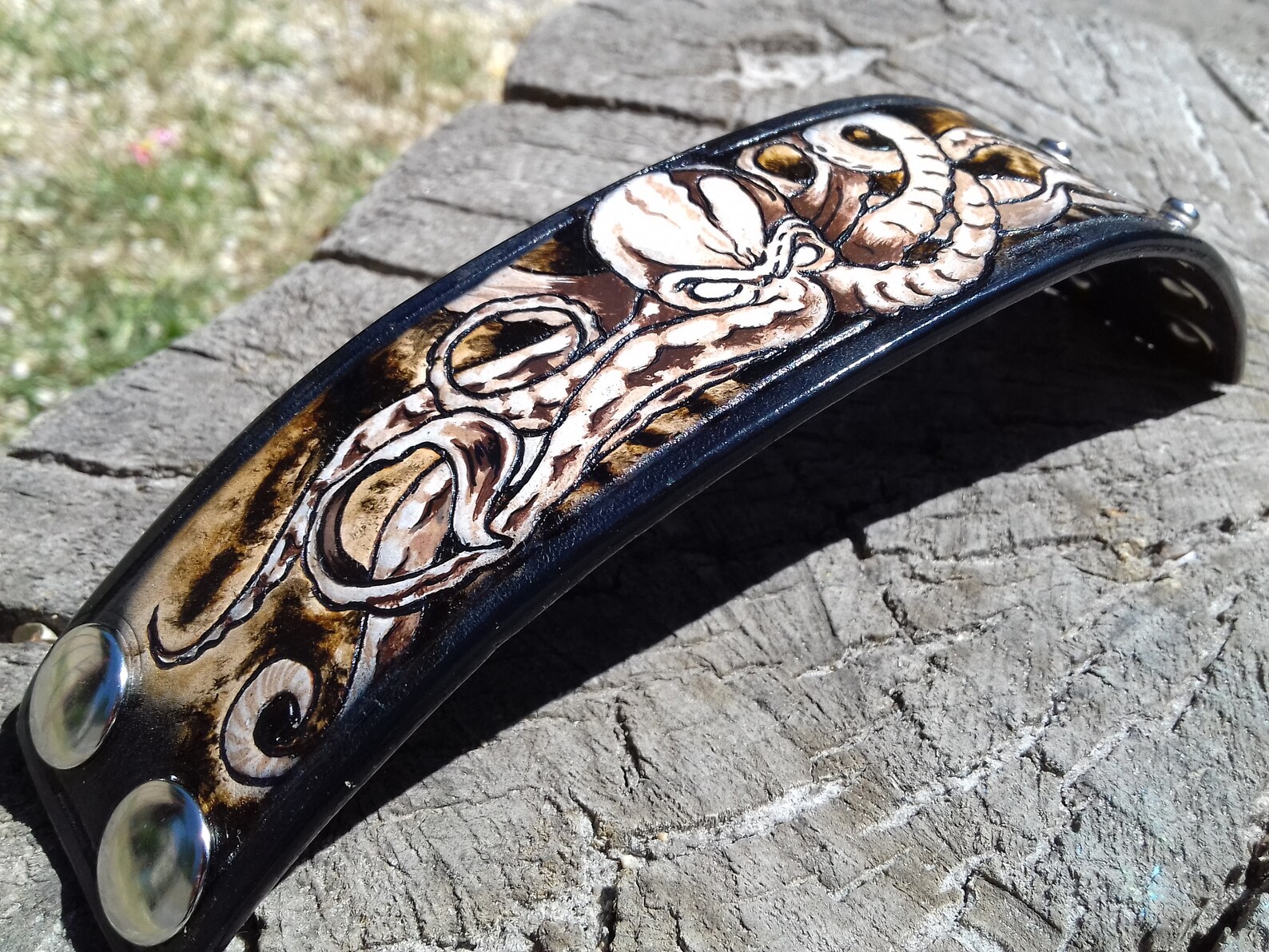 Octopus Leather Cuff Bracelet Pyrography Leather Pirate - Etsy