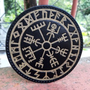 Leather Patch Compass of Vegvisir, Runic Compass, Norse Wheel, Celtic ...