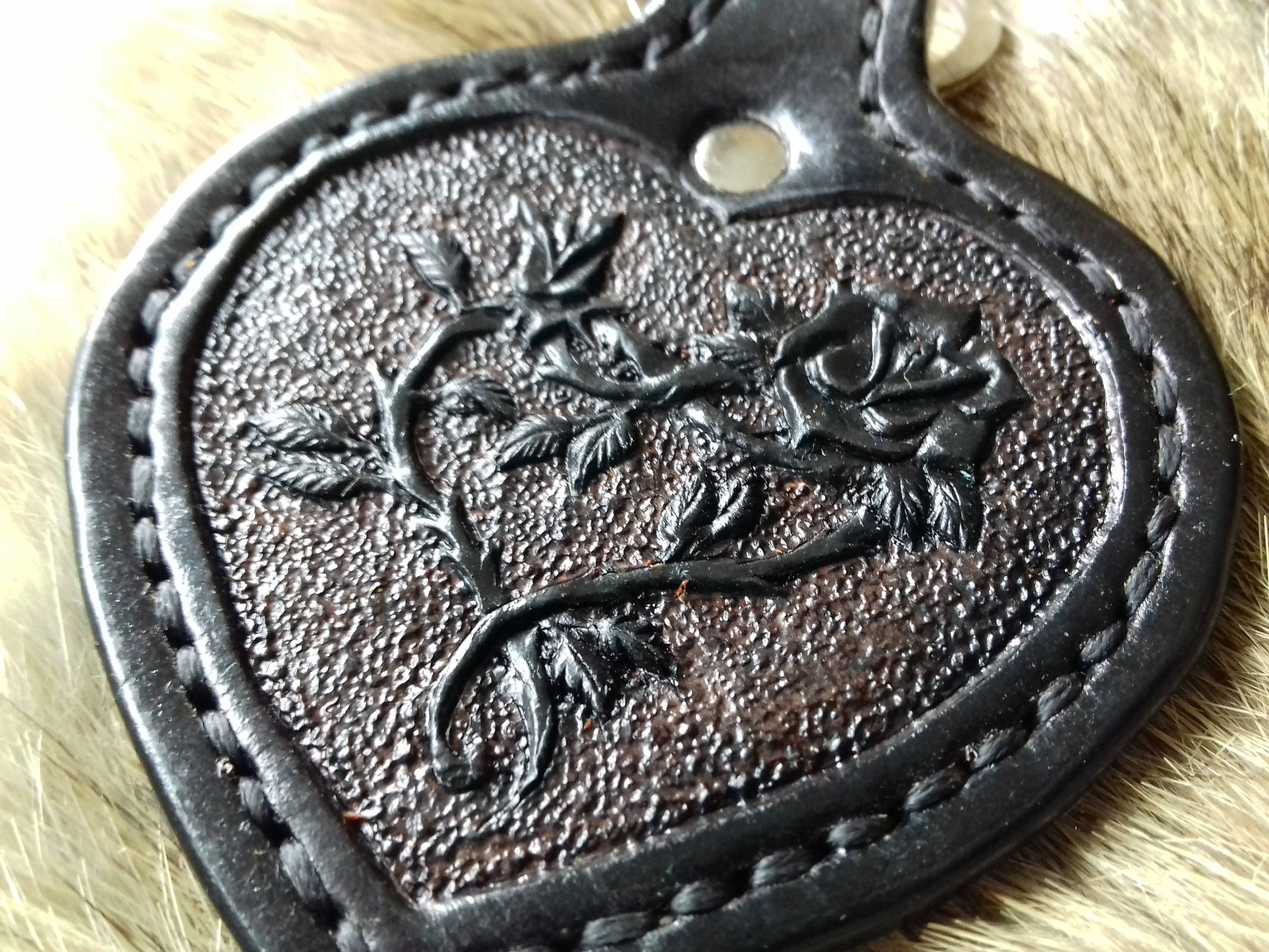 Personalized Leather Keychain Leather Heart Key Fob Flower | Etsy