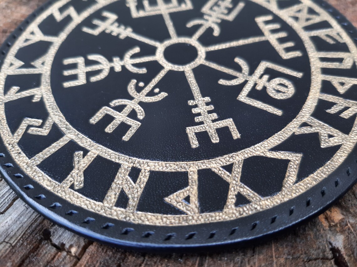 Leather Patch Compass of Vegvisir Runic Compass Norse Wheel - Etsy