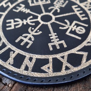 Leather Patch Compass of Vegvisir, Runic Compass, Norse Wheel, Celtic ...