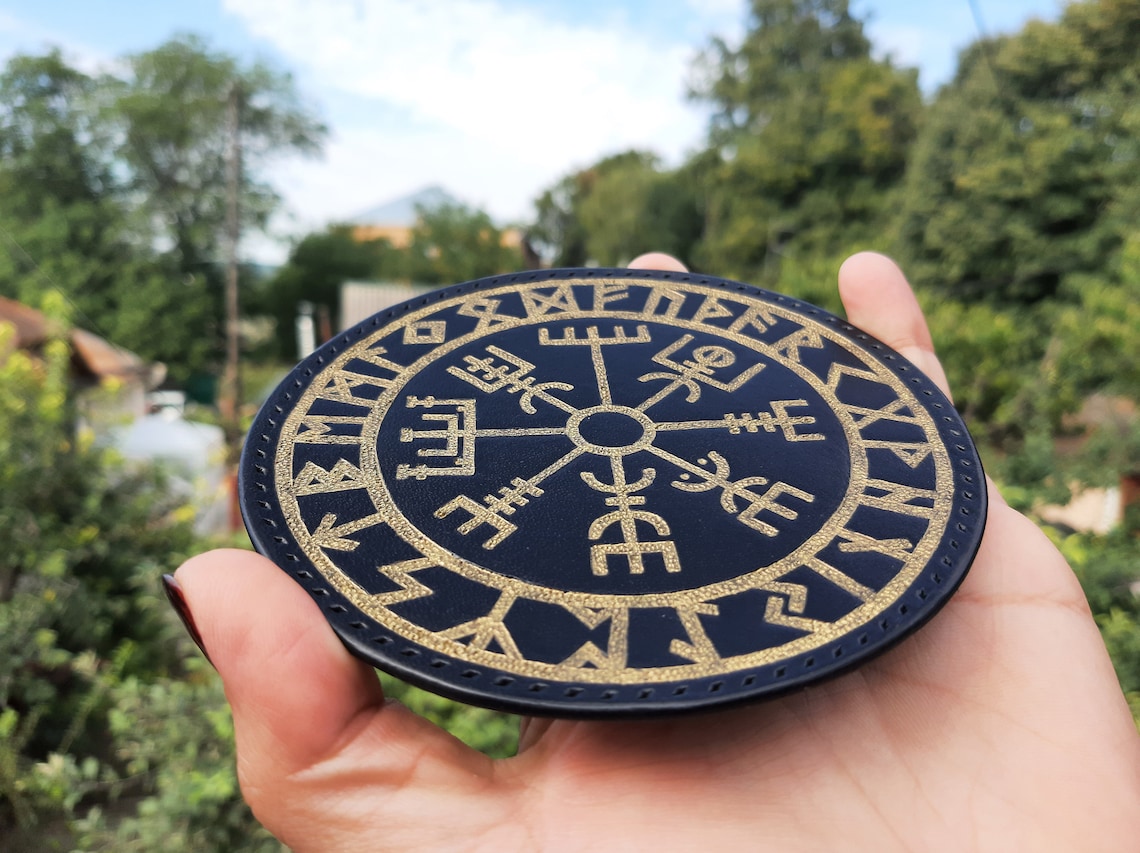 Leather Patch Compass of Vegvisir Runic Compass Norse Wheel - Etsy