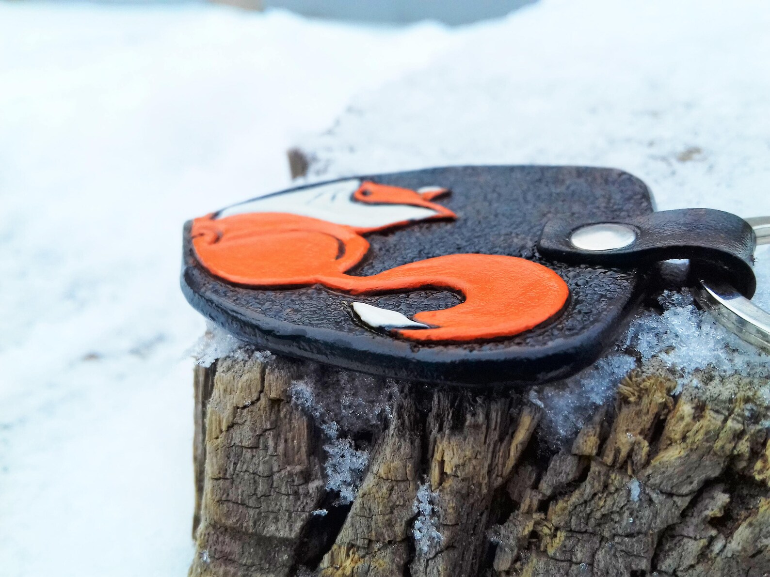 Fox Key Fob Fox Keychain Fox Leather Keychain Custom | Etsy