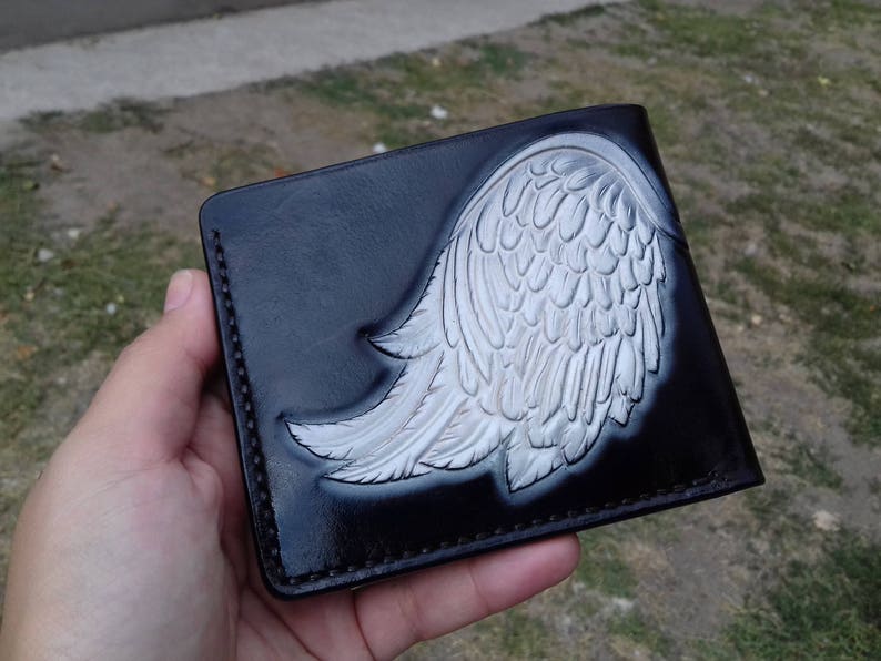 Leather Wallet Wings Feathers Angel Credit Card Wallet | Etsy