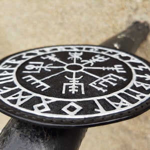 Leather Patch Compass of Vegvisir, Runic Compass, Norse Wheel, Celtic ...