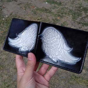 Leather Wallet Wings, Feathers, Angel, Credit Card Wallet, Biker Wallet ...