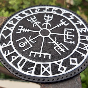 Leather Patch Compass of Vegvisir, Runic Compass, Norse Wheel, Celtic ...