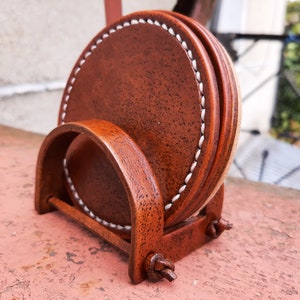 Leather Carving Coasters, Round Coasters Set Home Gift, Drinks Coasters ...