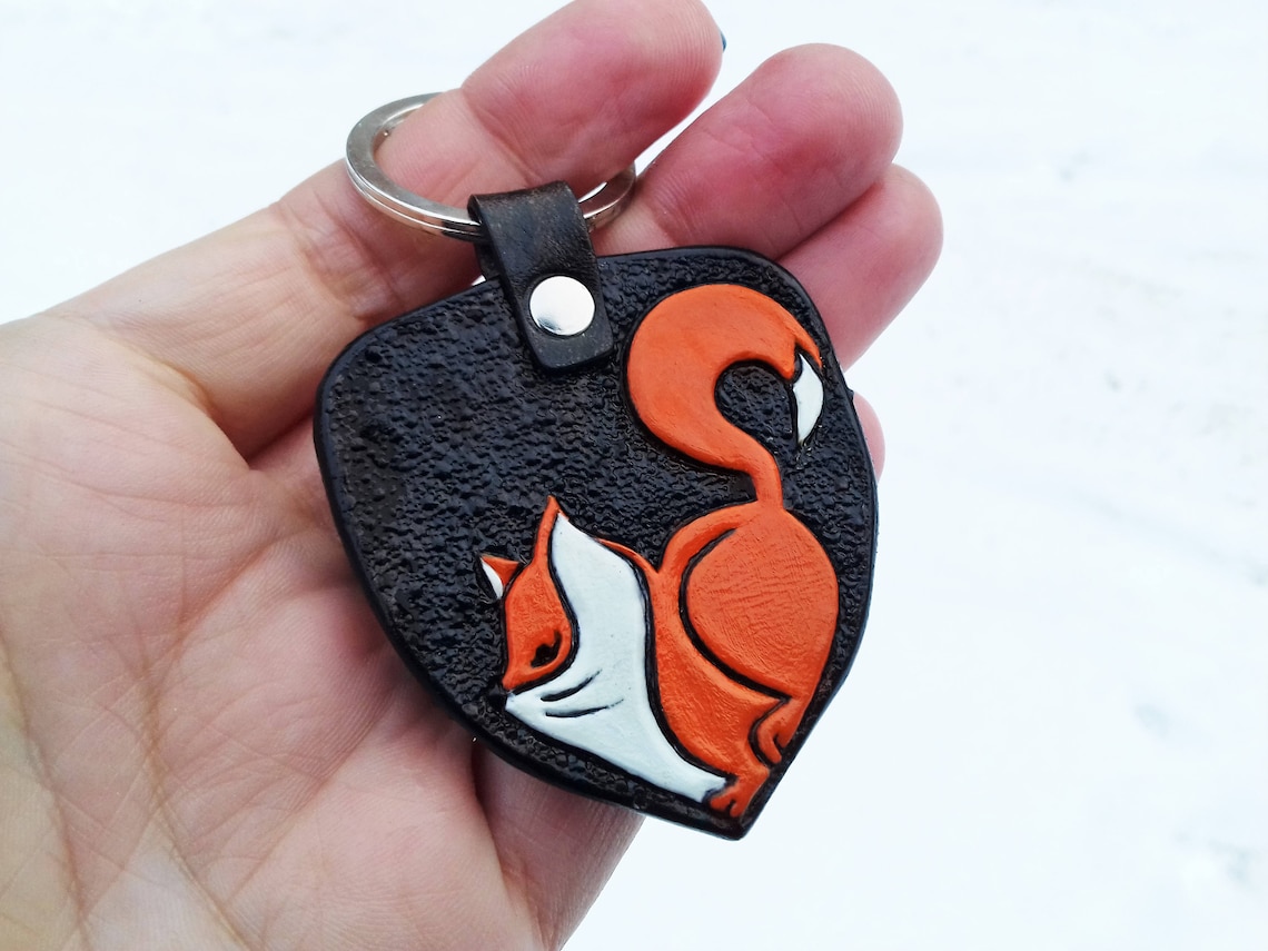Fox Key Fob Fox Keychain Fox Leather Keychain Custom | Etsy
