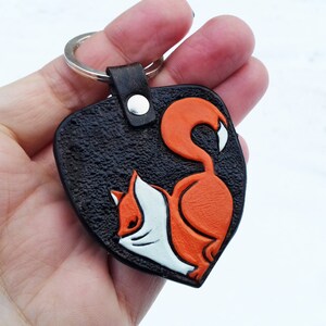 Fox Key Fob, Fox Keychain, Fox Leather Keychain, Custom Leather ...