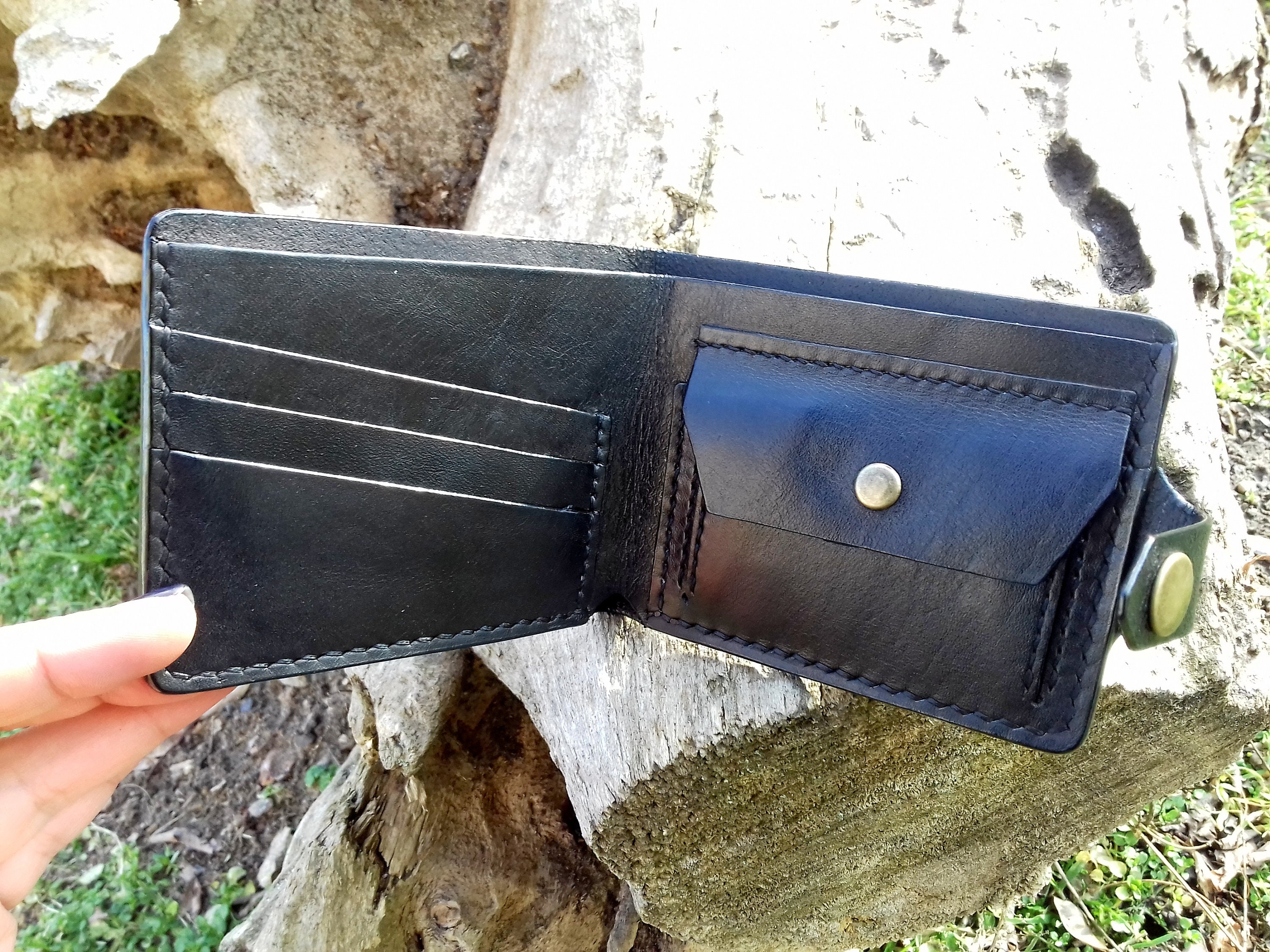 Owl wallet leather Trucker wallet Owl purse Credit card | Etsy