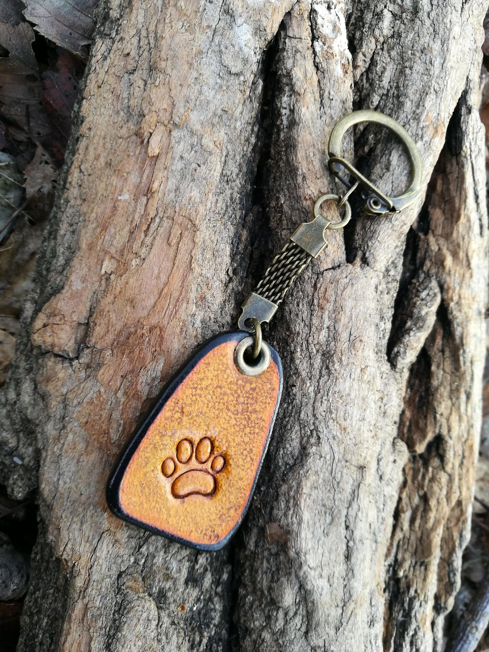 Cat Paw Keychain, Leather Keyfob, Custom Leather Keychain, Leather ...
