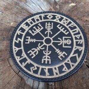 Leather Patch Compass of Vegvisir, Runic Compass, Norse Wheel, Celtic ...