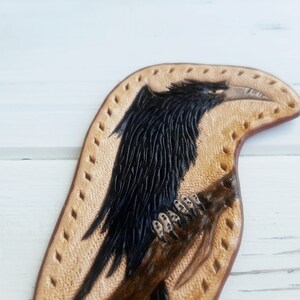 Leather Raven Patch, Crow, Custom Leather Biker Patch, Clothing Patch ...