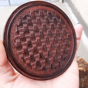 Leather Carving Coasters, Round Coasters Set Home Gift, Drinks Coasters ...