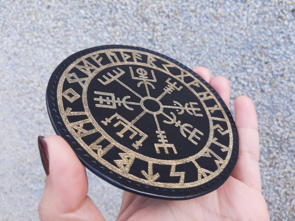 Leather Patch Compass of Vegvisir Runic Compass Norse Wheel - Etsy