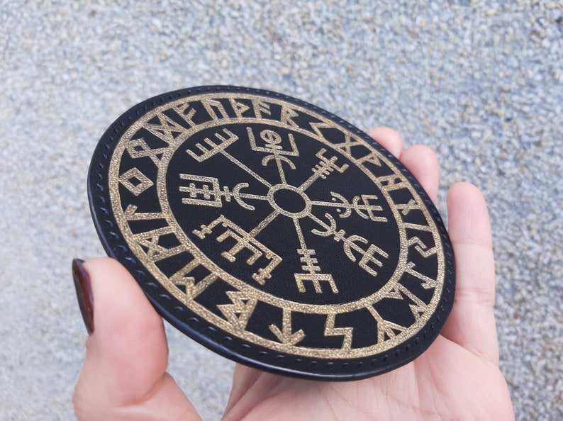 Leather Patch Compass of Vegvisir Runic Compass Norse Wheel - Etsy