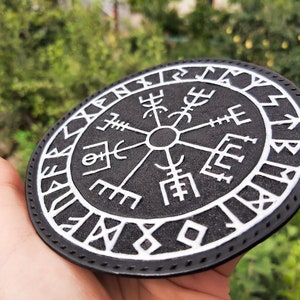 Leather Patch Compass of Vegvisir Runic Compass Norse Wheel - Etsy