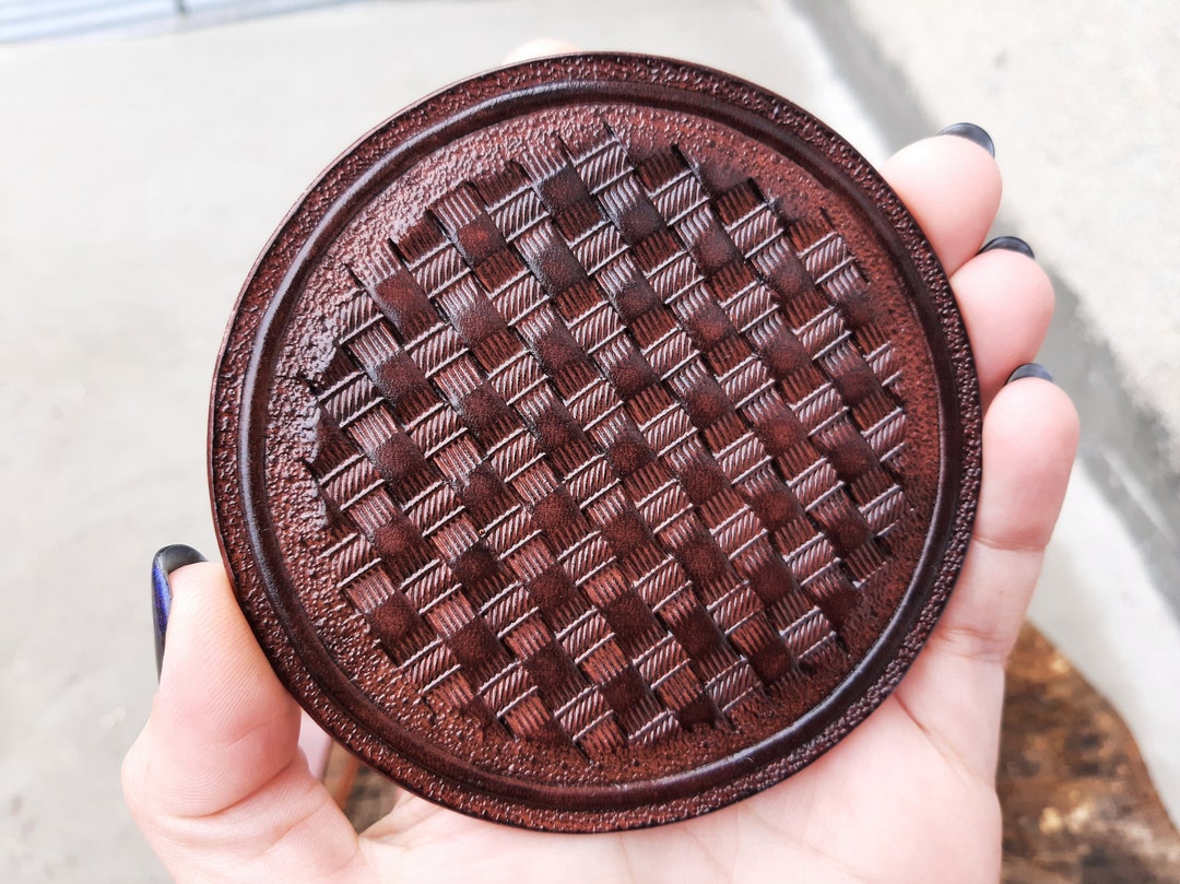 Leather Carving Coasters, Round Coasters Set Home Gift, Drinks Coasters ...