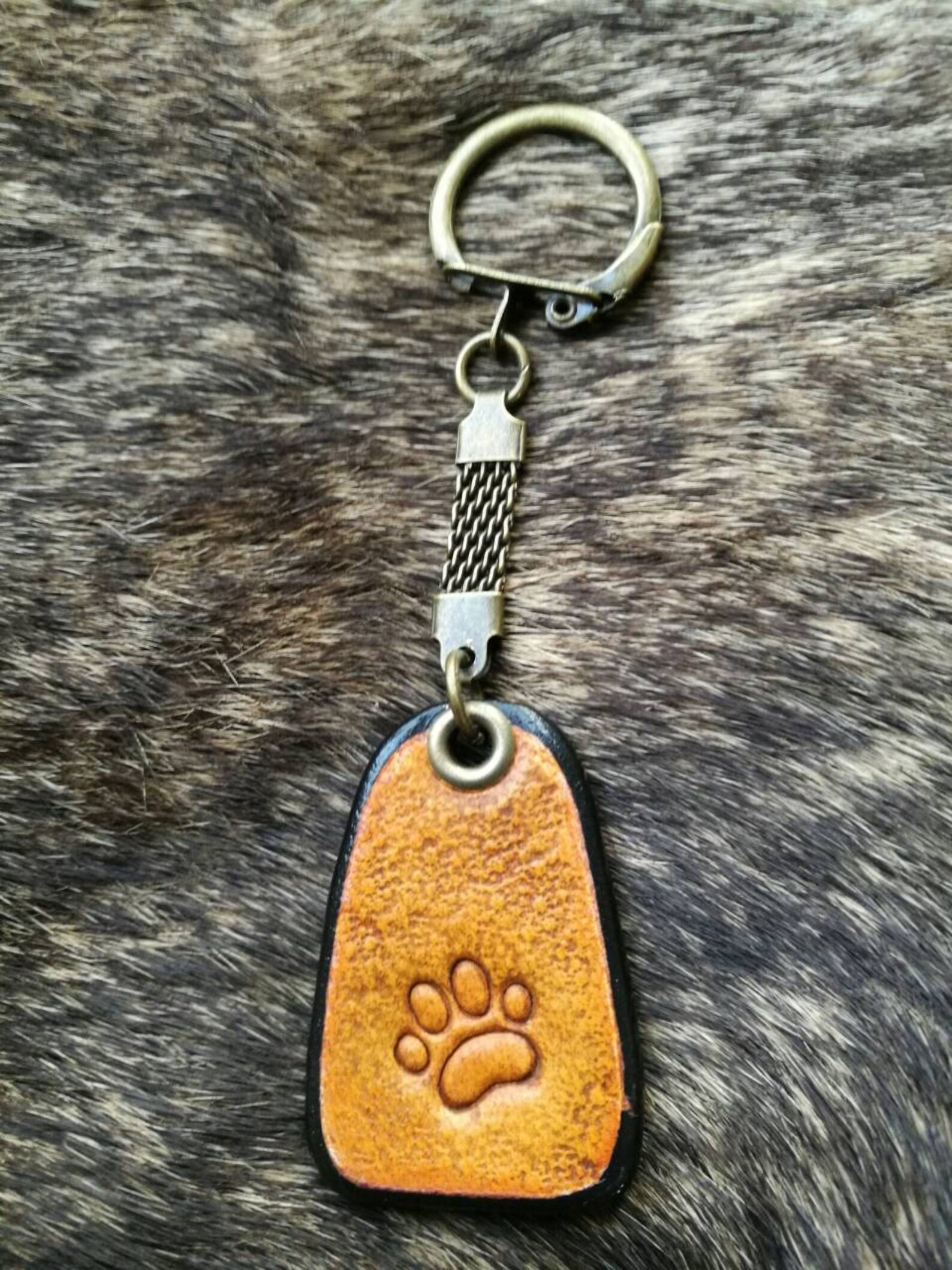 Cat Paw Keychain, Leather Keyfob, Custom Leather Keychain, Leather ...