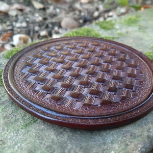 Leather Carving Coasters, Round Coasters Set Home Gift, Drinks Coasters ...
