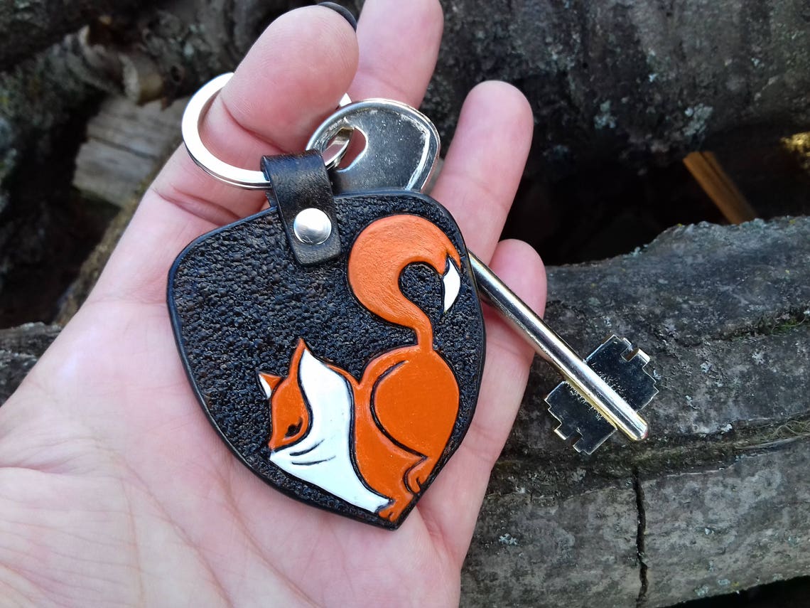 Fox Key Fob Fox Keychain Fox Leather Keychain Custom | Etsy