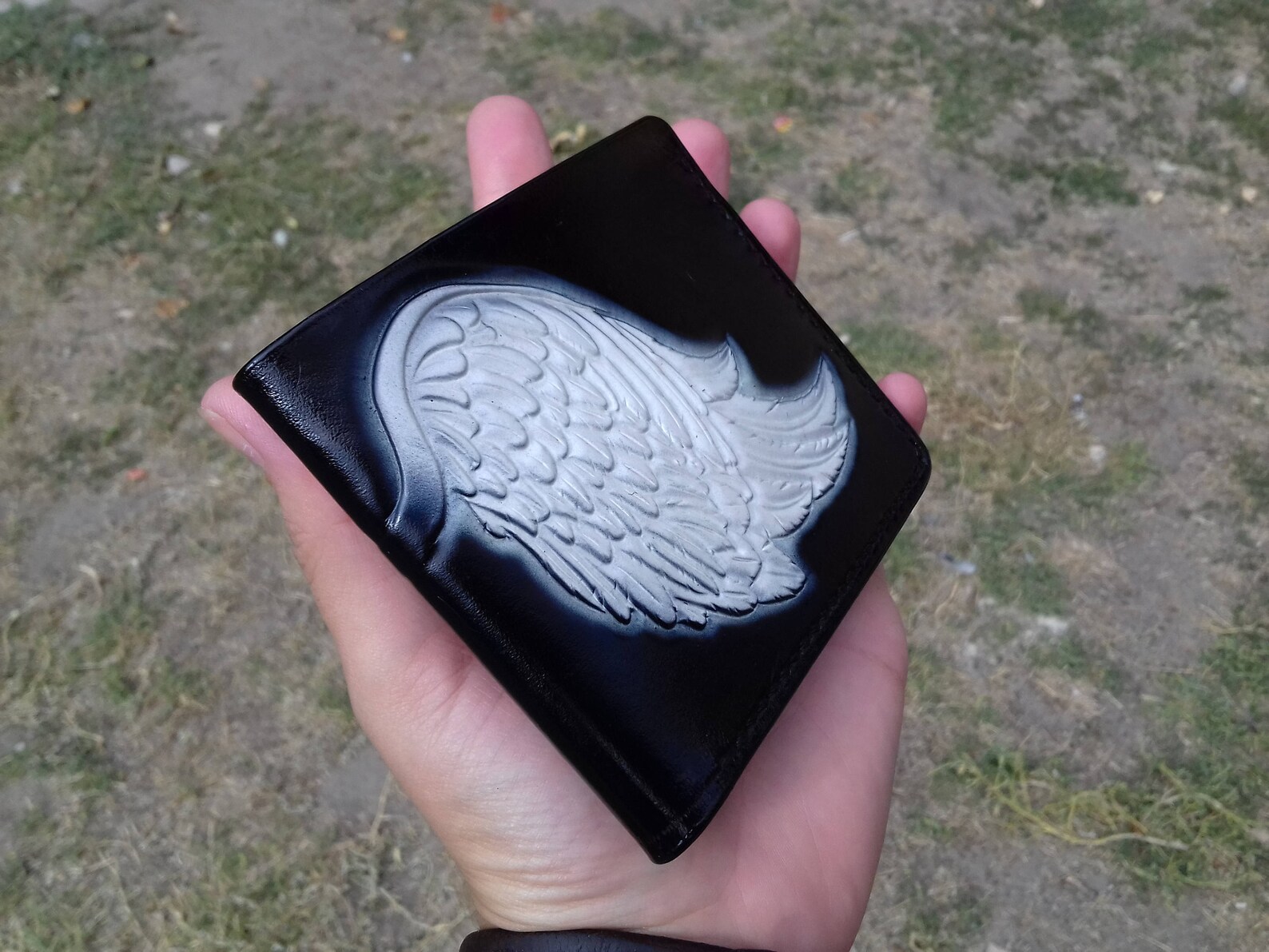 Leather Wallet Wings Feathers Angel Credit Card Wallet | Etsy