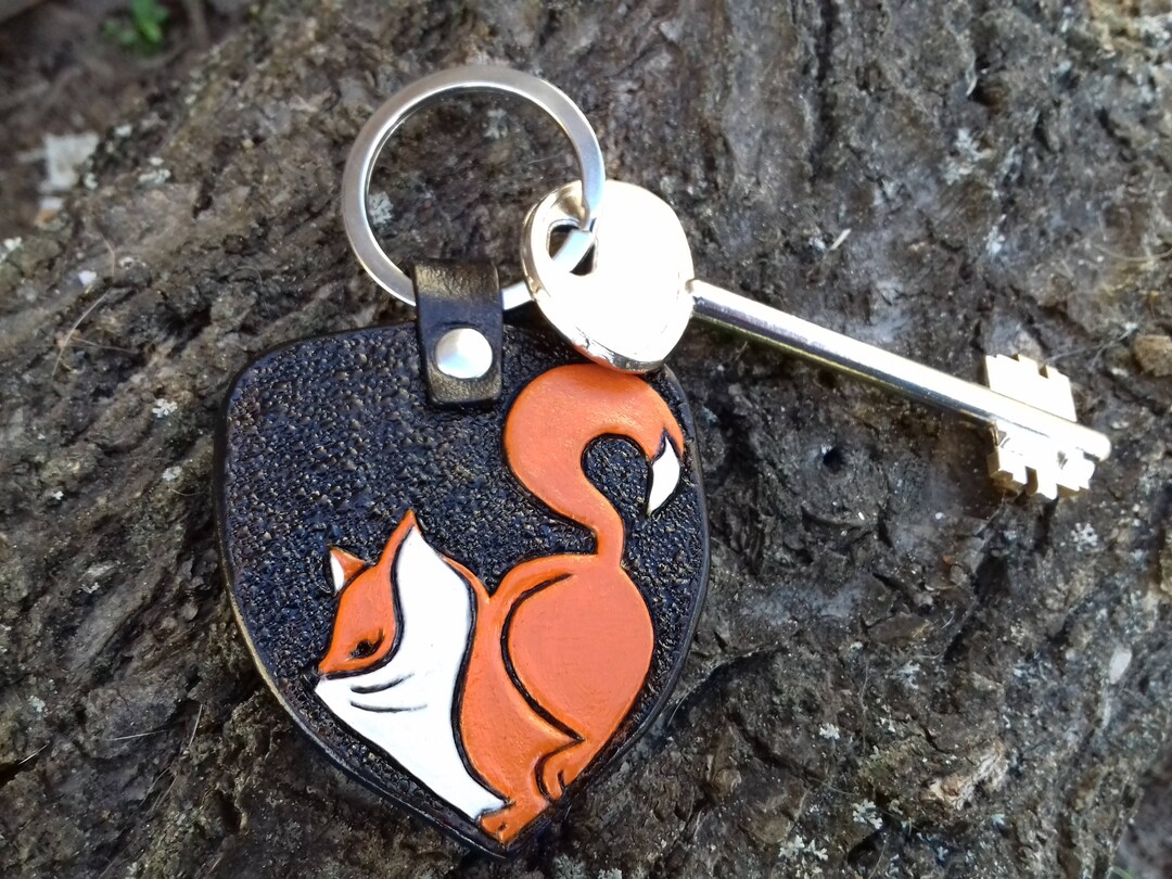 Fox Key Fob, Fox Keychain, Fox Leather Keychain, Custom Leather ...