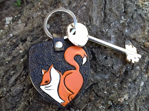 Fox Key Fob Fox Keychain Fox Leather Keychain Custom | Etsy