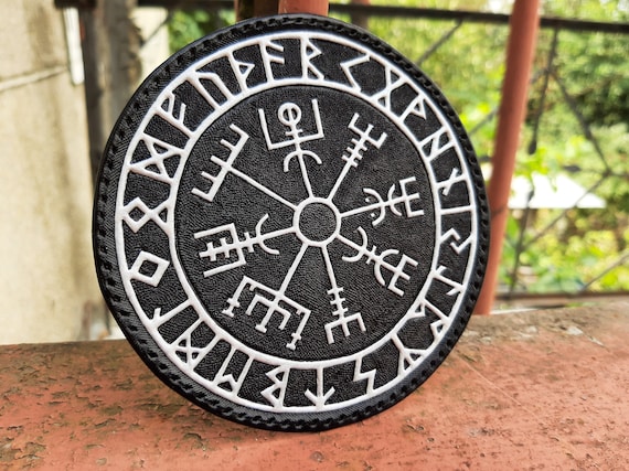 Leather Patch Compass of Vegvisir Runic Compass Norse Wheel - Etsy
