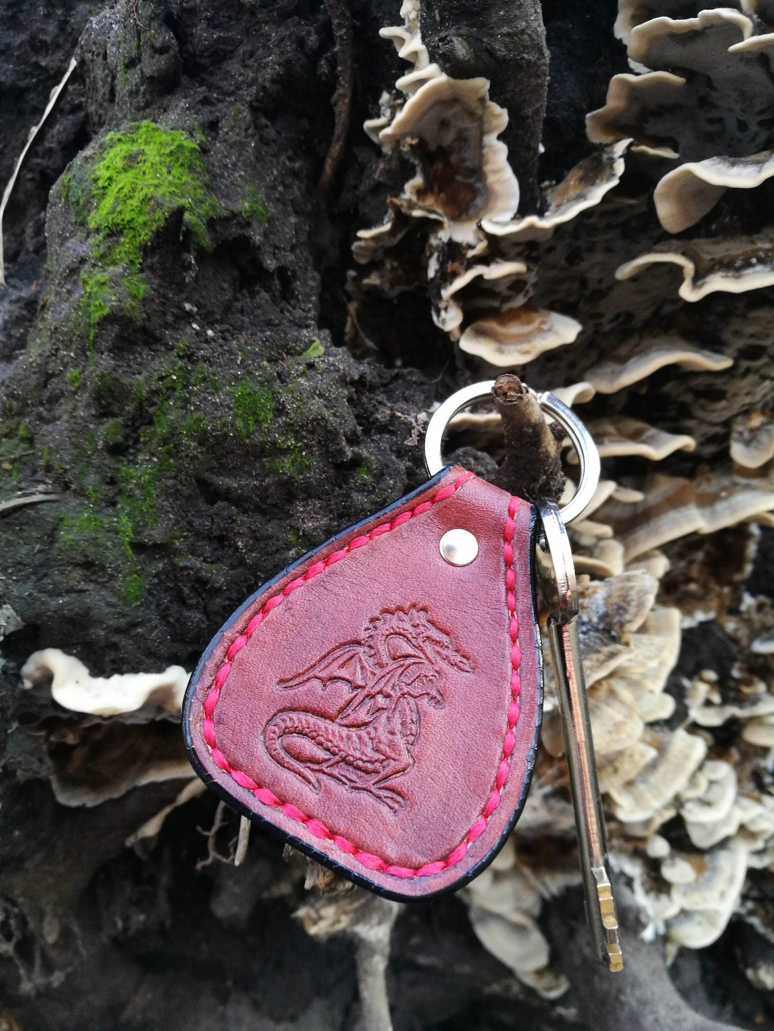 Dragon leather keychain Personalized leather key fob Custom | Etsy