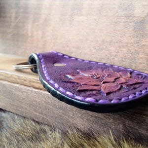 Yoga Keychain, Lotus Keychain, Floral Leather Keychain, Flower Key Fob ...