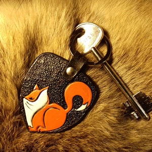 Fox Key Fob, Fox Keychain, Fox Leather Keychain, Custom Leather ...