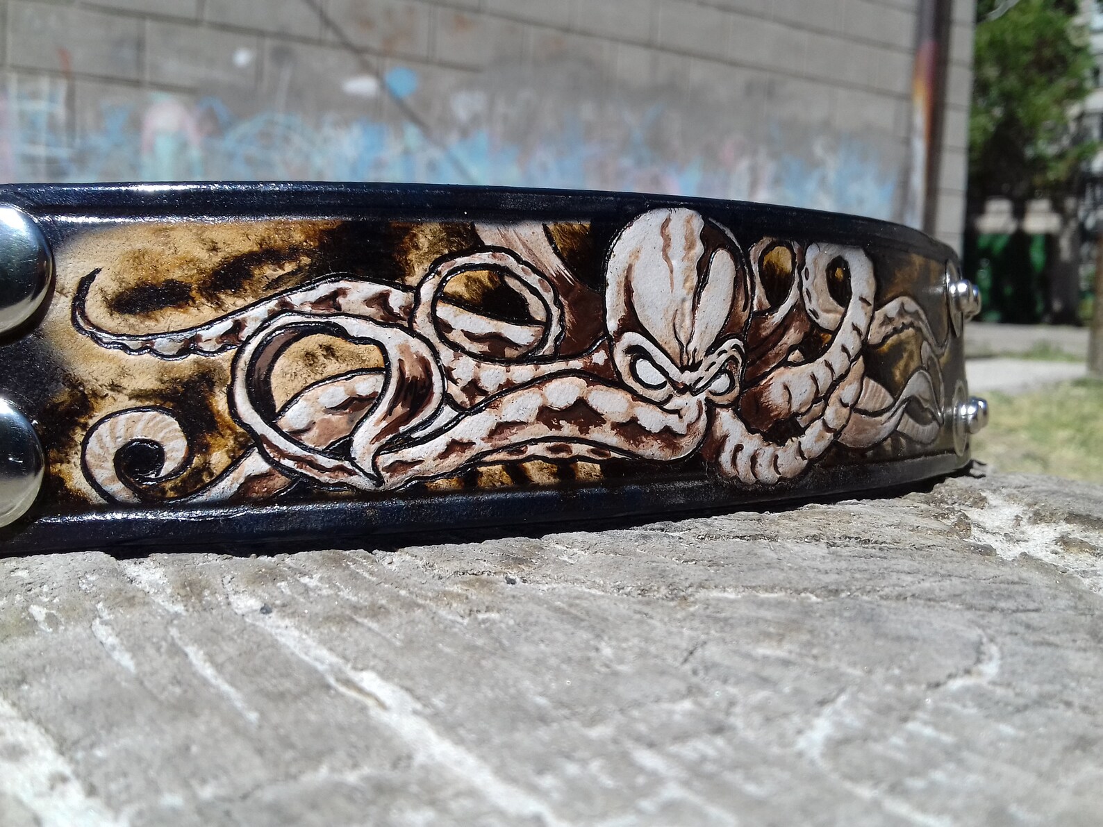 Octopus Leather Cuff Bracelet Pyrography Leather Pirate - Etsy