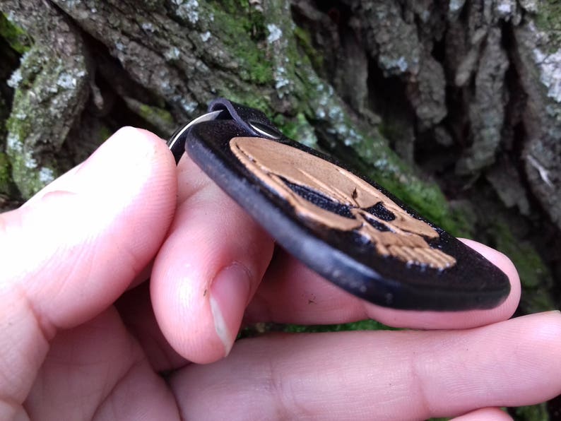 Skull Keychain Skull Leather Keychain Skull Key Fob Custom - Etsy