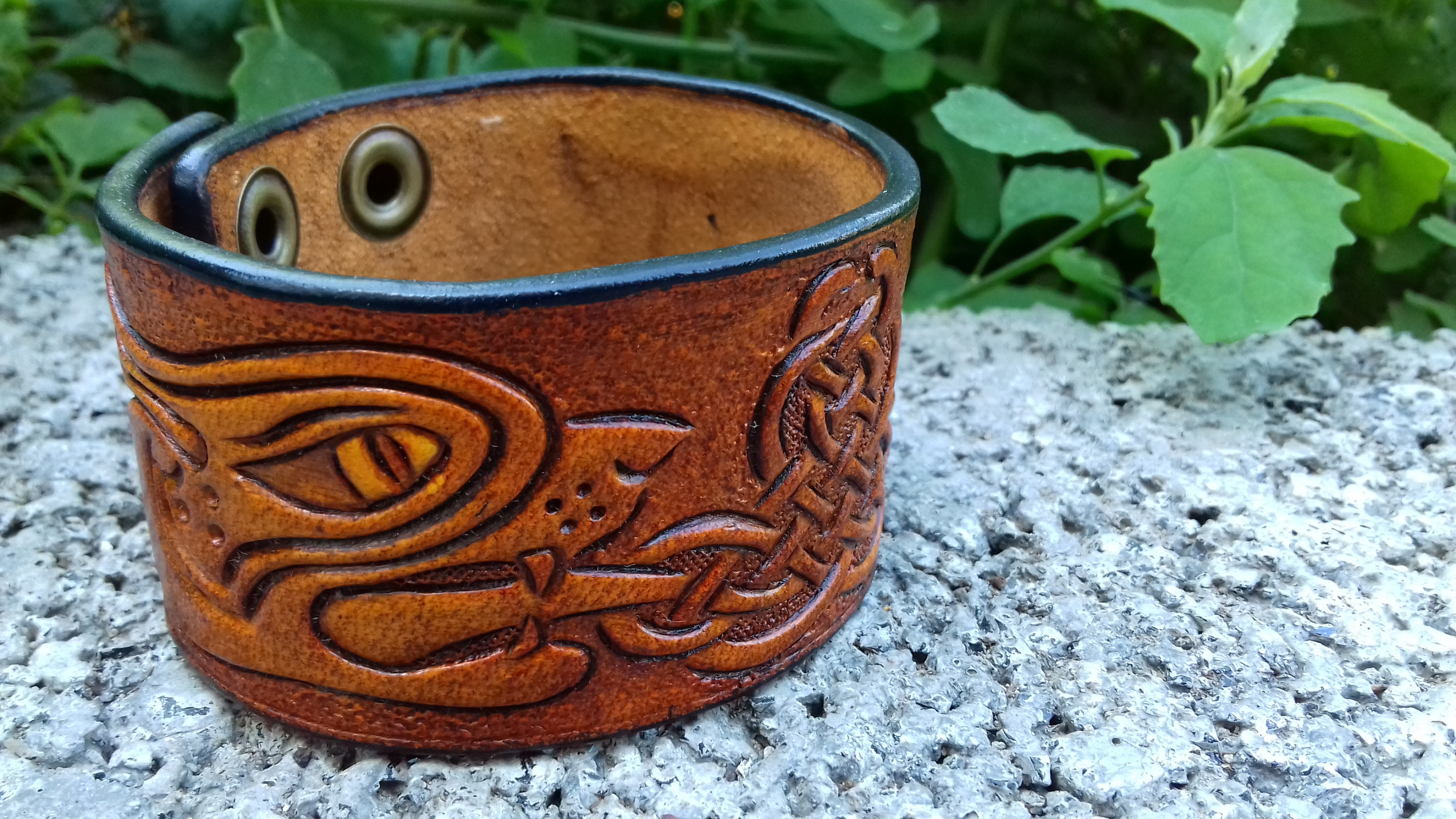 Viking Bracelet Leather, Celtic Dog Head, Celtic Leather Bracelet ...