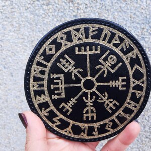 Leather Patch Compass of Vegvisir, Runic Compass, Norse Wheel, Celtic ...