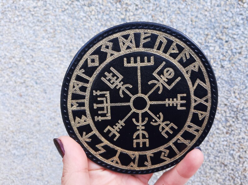 Leather Patch Compass of Vegvisir Runic Compass Norse Wheel - Etsy