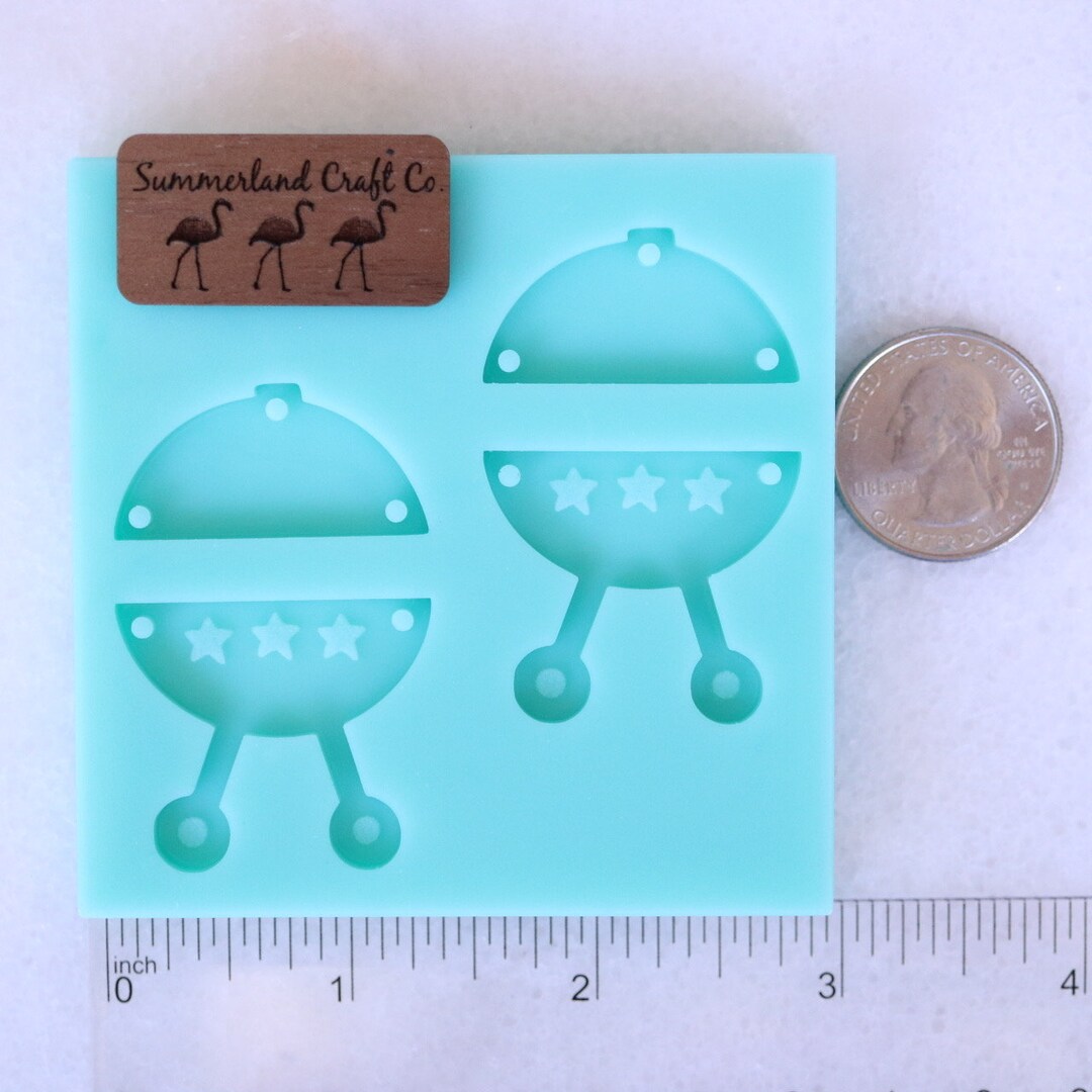 Etched BBQ Grill Drop Earrings Mold, Barbecue Earrings Mold, Grill ...