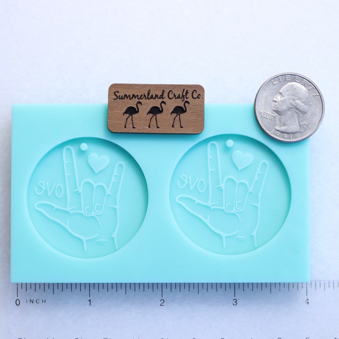 1.5” Sign Language Pendant Mold, Etched ASL Earrings Mold, Sign ...
