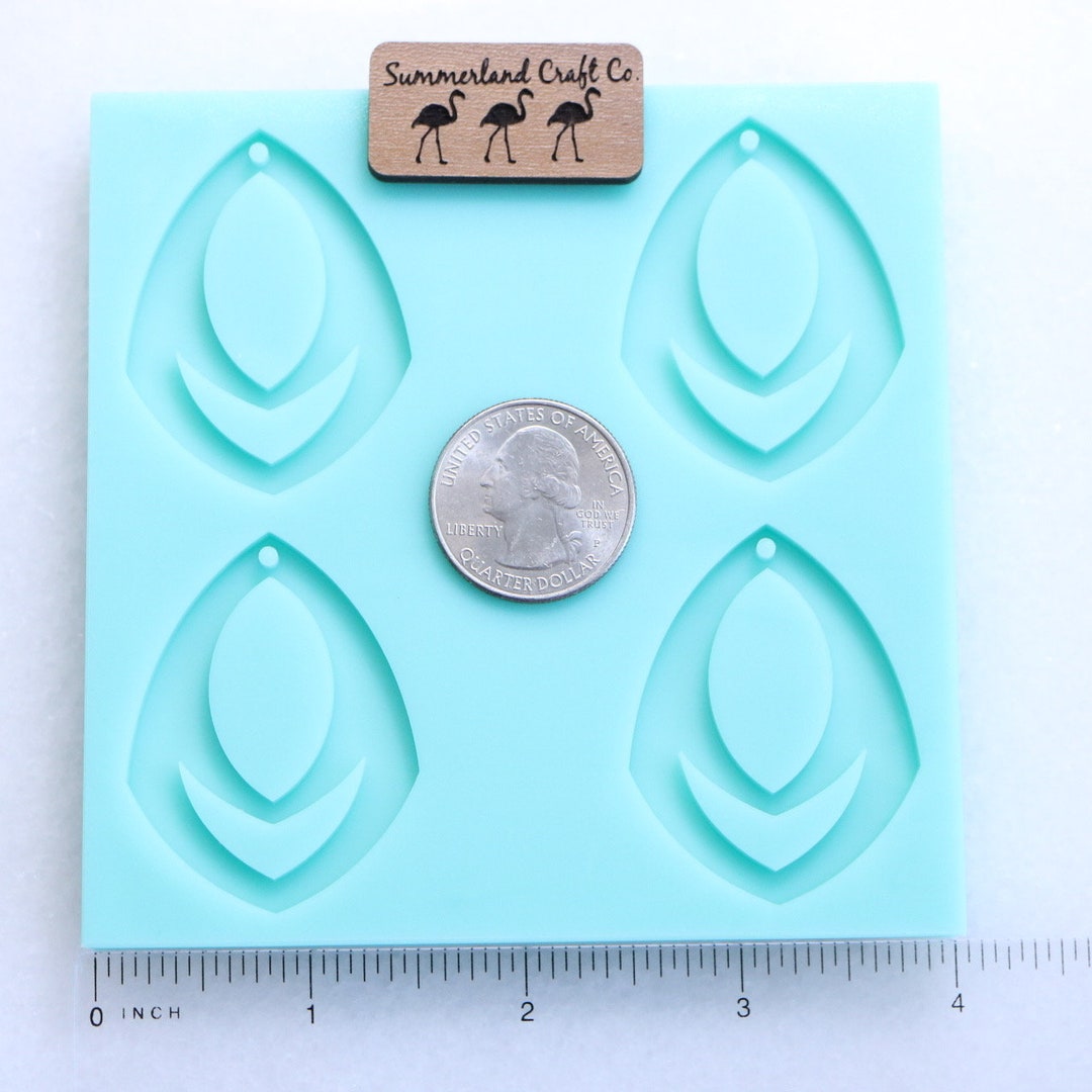 Shiny Teardrop Pendant Mold With Cutout, Open Teardrop Earrings Mold ...