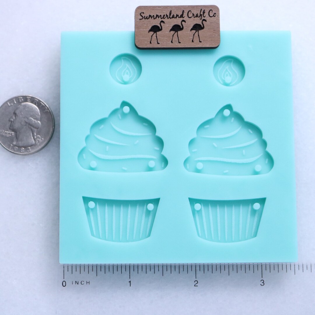 3 Piece Etched Cupcake Drop Mold, Cupcake Pendant Mold, Birthday ...