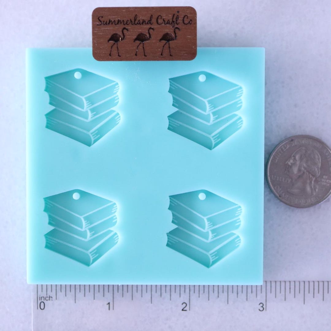 Etched Stacked Books Earring Mold, Book Drop Earrings Mold, Book ...