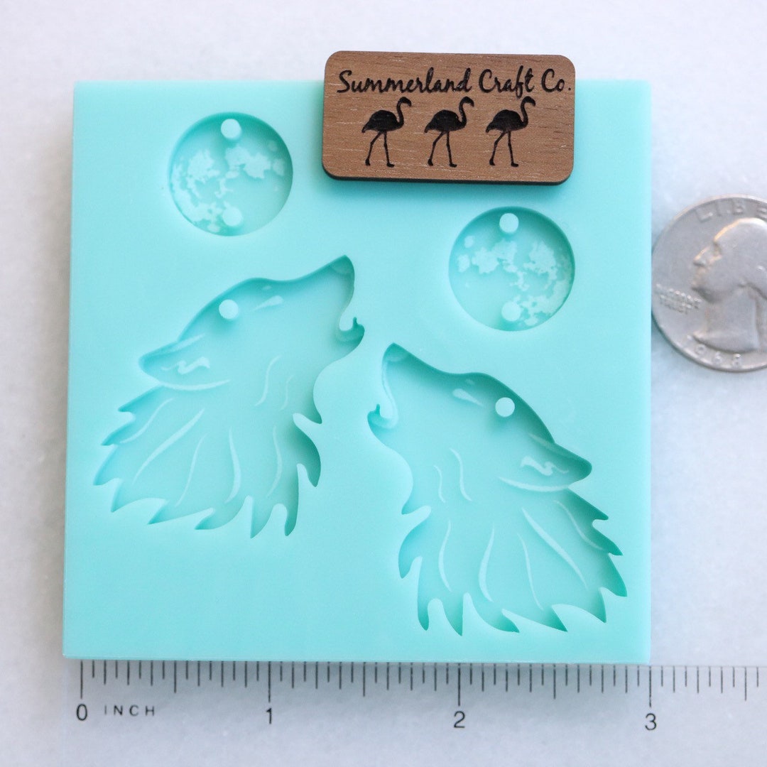 Etched Wolf Howling 2 Piece Jewelry Mold, Wolf Howling Earrings Mold ...