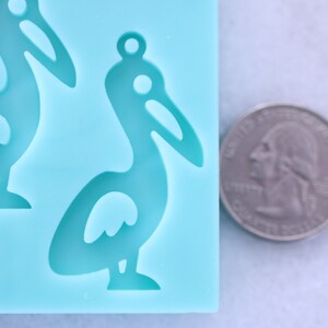 Shiny Pelican Drop Earrings Mold, Pelican Earrings Mold, Pelican ...